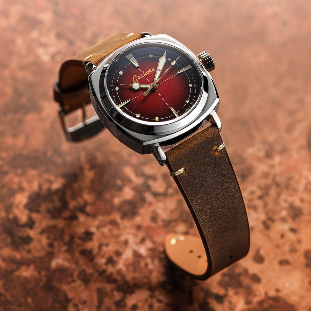 Pioneer Automatic Watch Brushed Red Dial - Geckota