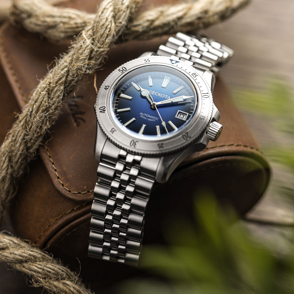 Geckota Sea Hunter Steel Edition Dive Watch - Marine Blue