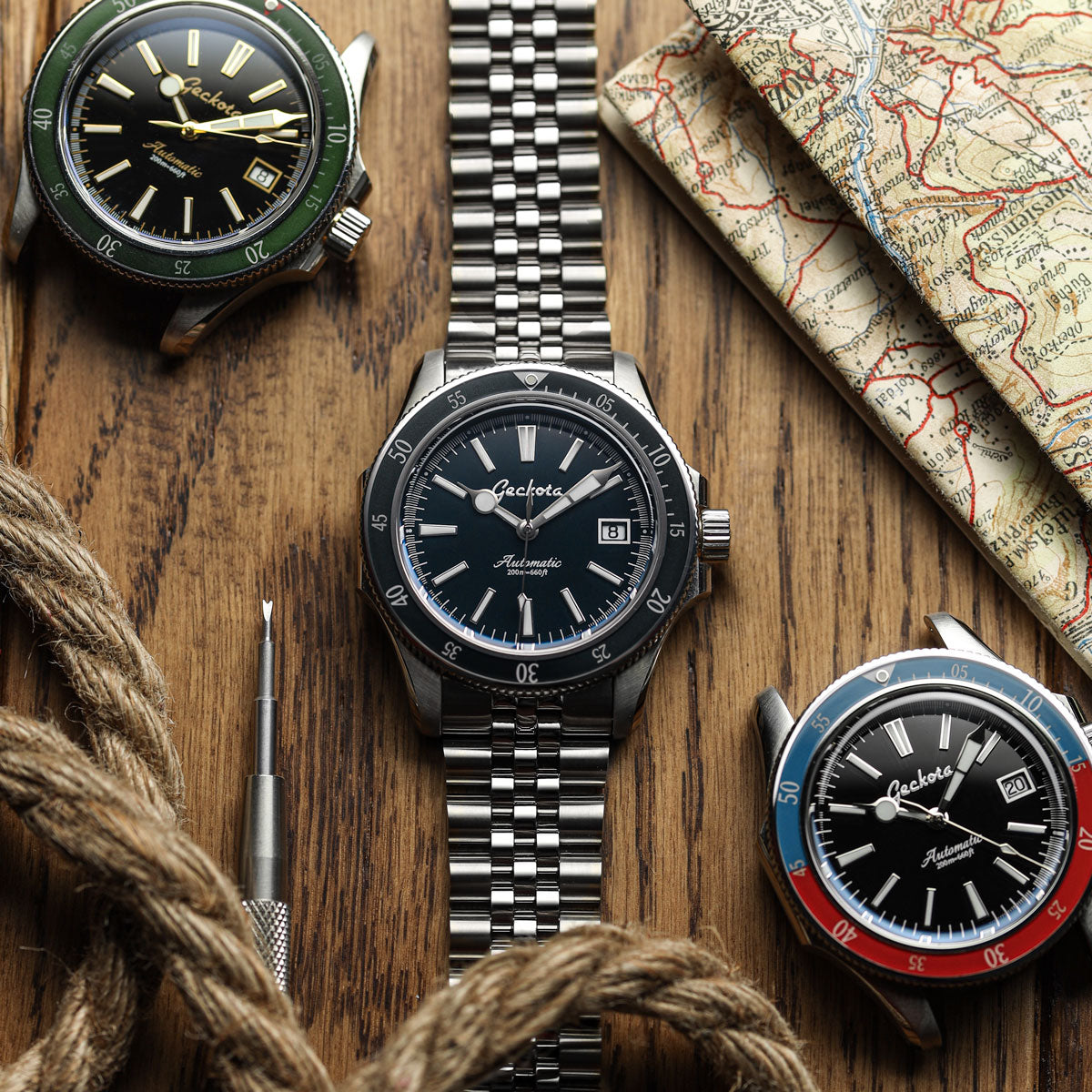 Sea-Hunter Dive Watch Marine Blue Steel Edition - Geckota