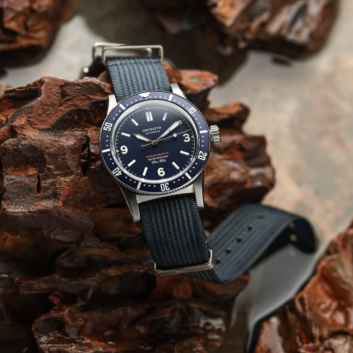 Ocean-Scout Nylon Watch Strap - Slate Blue - Geckota